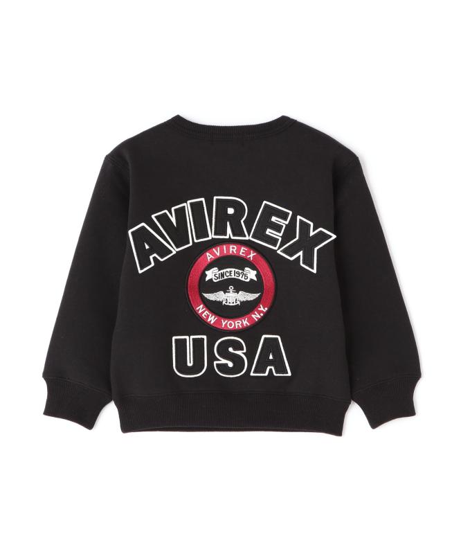 [Avirex] [アヴィレックス] 《KIDS/キッズ》 VARSITY LOGO CREWNECK SWEAT/バーシティ ロゴ クルーネック スウェット / 783-3930953[原産国]:中国
