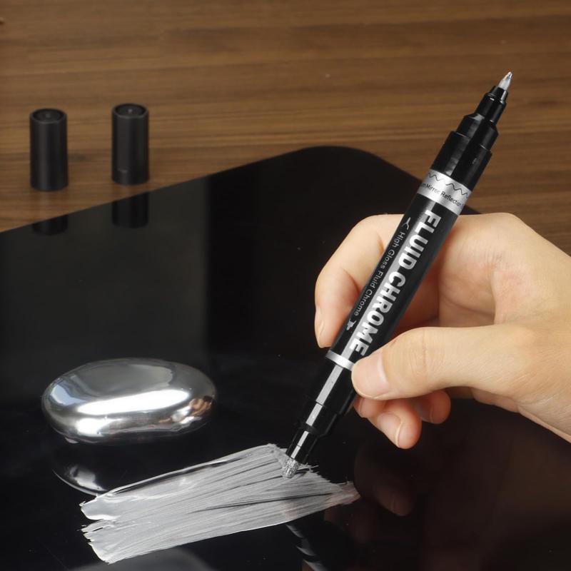RONRYXA 銀メッキ ペン シルバー 水性 メッキ塗料 塗るだけでメッキ 0.7mm/3mm 1本で2WAY 強い光沢感 メタリック 防水 耐摩耗 鏡面効果 車 プラモデル 金属 模型 DIY用【細部から広範囲まで対応するツインヘッド】...