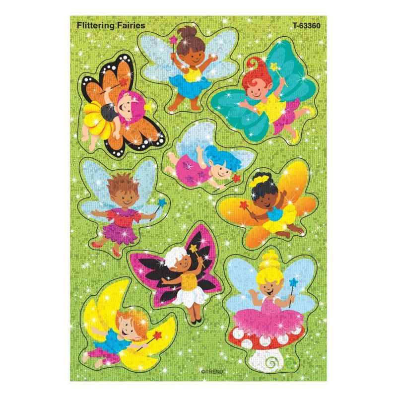 Trend シール キラキラ Flittering Fairies 18片 T63360かわいいシールが18枚入り子供たちへのごほうびシールにもおすすめおうちでも教室でも大活躍のトレンドのかわいいシール。手帳やカレンダー、ノートなど多用途に...