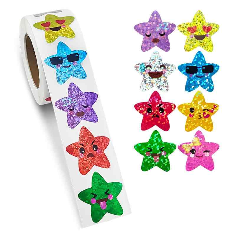 シール 星 約500枚入り 25×25mm カラフル きらきら 大容量 ごほうびシール ご褒美ステッカー 大型 キラキラシール 大量 手帳 飾り 可愛い ゴールデン 素材 手帳 デコ 付箋 飾り かわいい おしゃ【仕様】色：多色　サイズ：2...
