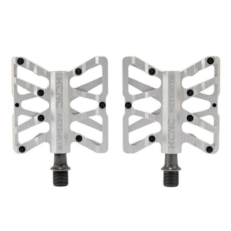 KCNC KPED12 MTB Extrusion and CNC Platform Pedals, Silver, SK2550, KPED12-001S- Material: AL6061-T6 platform, SUS420 axl...