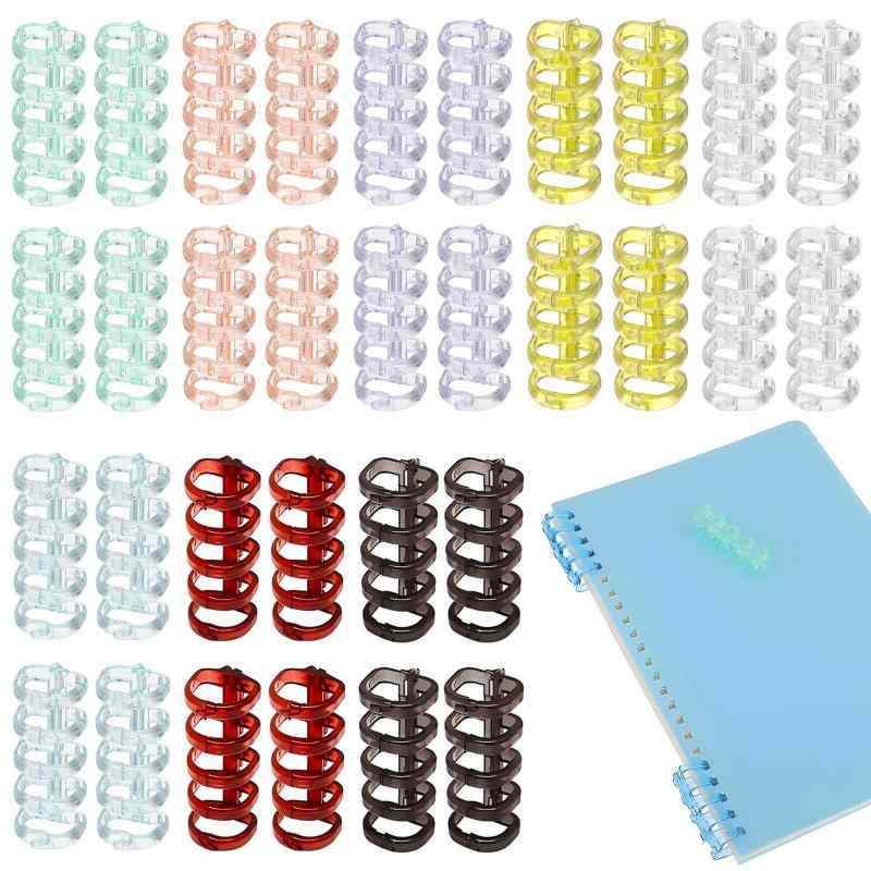 Virtarlux バインダーリング 32個セット 8色入 ルーズリーフ リング 取り外し可能 ファイル A4 A5 B5ルーズリング 製本用とじ具 5穴 外穴径15mm リングリーフ 単語帳 手帳 リングファイル本製作🌟豊...