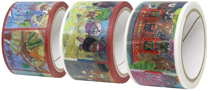 カミイソ産商 日本製 マスキングテープ ラパンの世界旅行 3巻セット