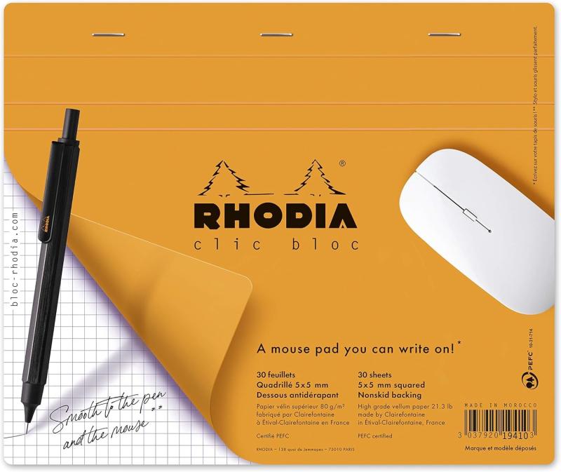 RHODIA(ロディア) メモ帳型マウスパッド クリックブロック マウスパッド メモ用紙30枚入(5mm方眼・19×23cm) PEFC認証取得 RHODIA cf19410 ホワイトペーパー 7 ½ x 9cf19410枚数：30枚　サイ...