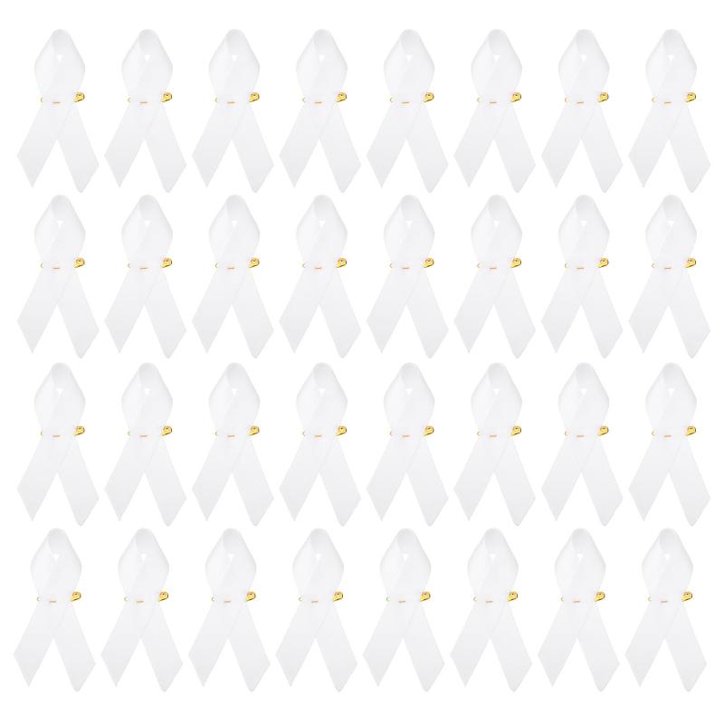 PATIKIL 30個 ホワイトポリエステルリボンサテンピン 安全ピン付き啓発リボンサテン仕様: 素材: ポリエステル; カラー: ホワイト; 全体サイズ: 7.6 x 1.3cm / 3 x 0.5" (長さ x 幅); 梱包リ...