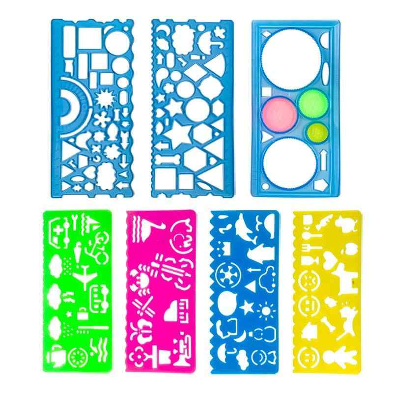 lulubelle 定規 テンプレートセット 7点 小学生用 描画 製図 デザイン【多機能性】この定規テンプレート7点セットは、描画や製図、デザインに最適です。多様な形状とサイズが揃っており、創造力を最大限に引き出します。お絵描きからプロの...