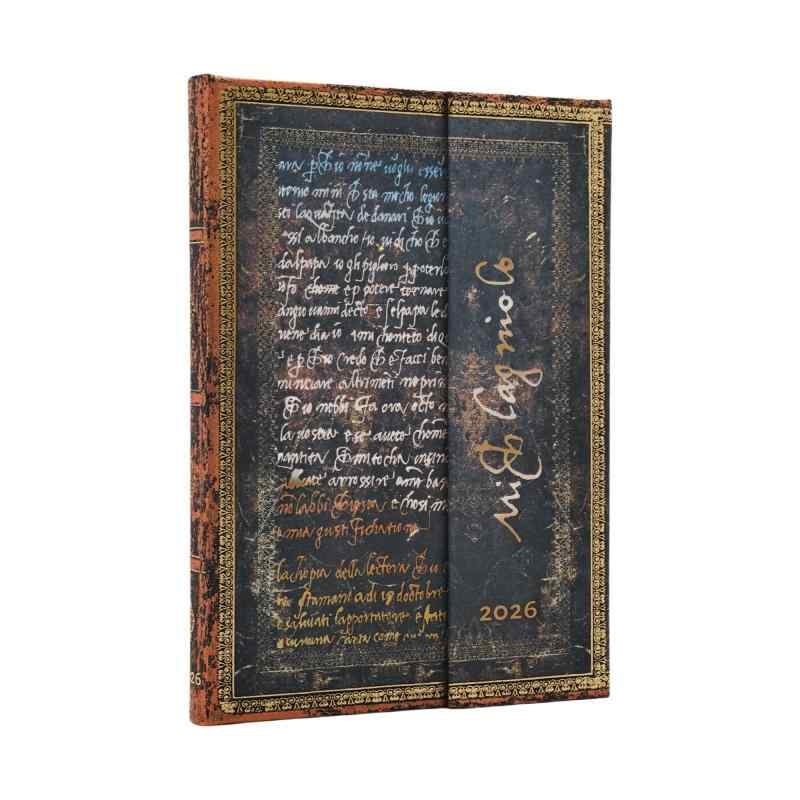 Paperblanks/ペーパーブランクス 2026年度 英語版ダイアリー ハードカバー Michelangelo, Handwriting ミディ DE0759-4英語版ダイアリー
