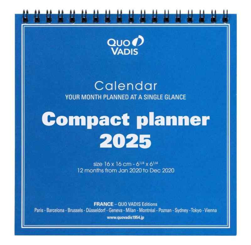 QUO VADIS 【2025年版】 クオバディス 卓上カレンダー 『コンパクトプランナー』 16×16cm PEFC認証取得 QUOVADIS qv238300 ホワイトシンプルで視認性の高い卓上タイプのカレンダー16×16cm日曜日始ま...