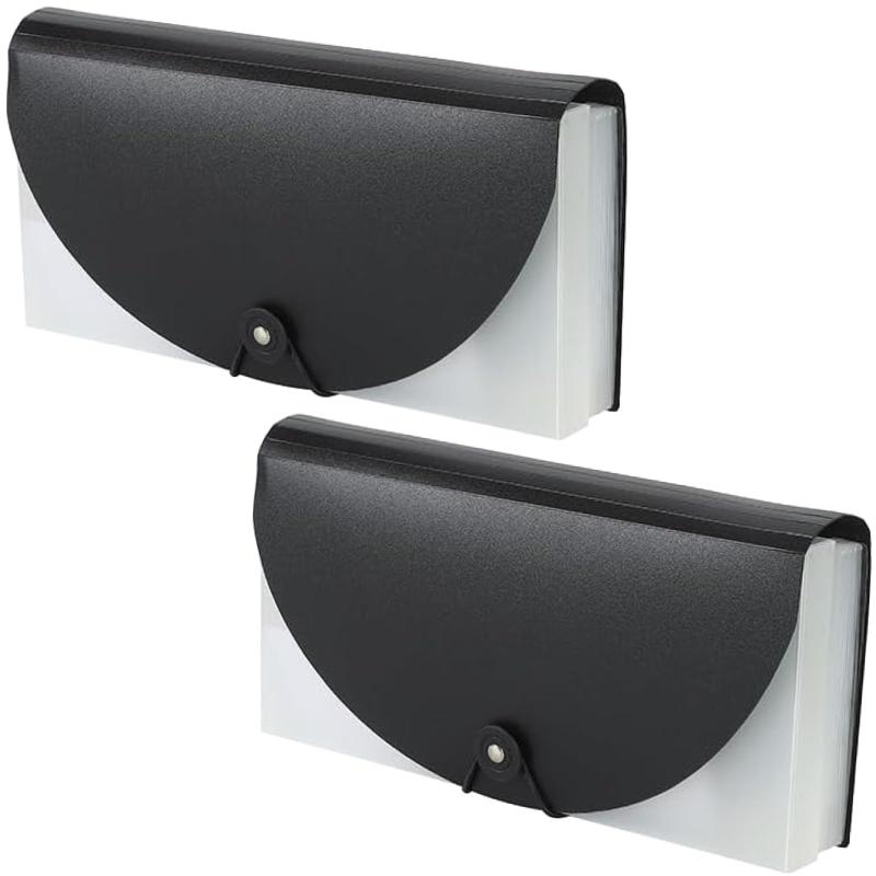 Ailunate 領収書ファイル ドキュメントファイル レシートホルダー ファイルケース 書類整理 収納 保管 黒 ブラック 2個入り13個のポケットがあり、じゃばら式デザインで封筒やA4用紙も折らずに収納できます。各ポケットには見出しを付...