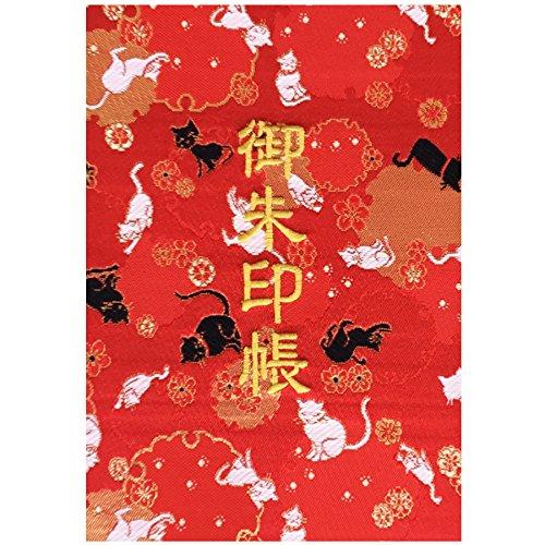 千糸繍院 御朱印帳XL【紅雪輪猫】西陣織 金襴装丁/刺繍文字 蛇腹式48ページ 特大判高価な西陣織の金襴生地で装丁した全48ページ、蛇腹式の特大判サイズ御朱印帳です。表紙の「御朱印帳」文字は刺繍で仕上げていますので、文字に立体感があります。...