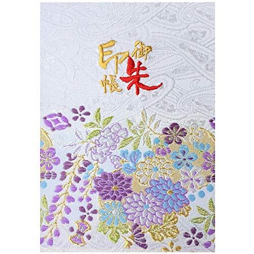 千糸繍院 御朱印帳XL【白藤華錦】西陣織 金襴装丁/刺繍文字 蛇腹式48ページ 特大判高価な西陣織の金襴生地で装丁した全48ページ、蛇腹式の特大判サイズ御朱印帳です。表紙の「御朱印帳」文字は刺繍で仕上げていますので、文字に立体感があります。...