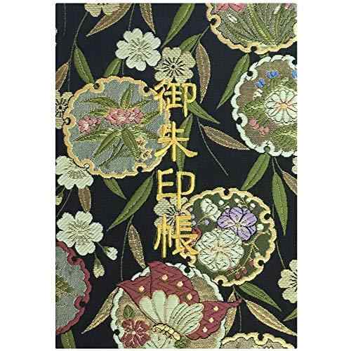 千糸繍院 御朱印帳XL【黒花雪輪蝶】西陣織 金襴装丁/刺繍文字 蛇腹式48ページ 特大判高価な西陣織の金襴生地で装丁した全48ページ、蛇腹式の特大判サイズ御朱印帳です。表紙の「御朱印帳」文字は刺繍で仕上げていますので、文字に立体感があります...