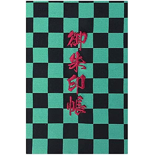 千糸繍院 御朱印帳L【緑市松】西陣織 金襴装丁/刺繍文字 蛇腹式48ページ 大判高価な西陣織の金襴生地で装丁した全48ページの蛇腹式の大判御朱印帳です。表紙の「御朱印帳」文字は刺繍で仕上げていますので、文字に立体感があります。本文（ご朱印ペ...