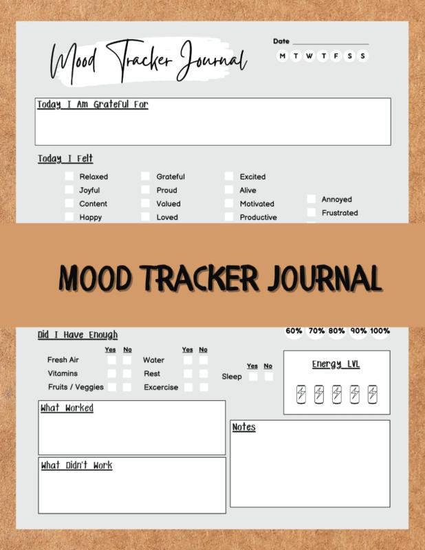 Mood Tracker Journal: Daily Mood Notebook &amp; Wellness Diary with Prompts | Mental Health Planner | A Daily Tracker fo...