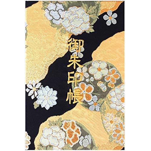 千糸繍院 御朱印帳L【黒金鞠花】西陣織 金襴装丁/刺繍文字 蛇腹式48ページ 大判高価な西陣織の金襴生地で装丁した全48ページの蛇腹式の大判御朱印帳です。表紙の「御朱印帳」文字は刺繍で仕上げていますので、文字に立体感があります。本文（ご朱印...