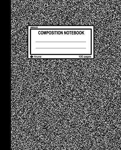 Unruled Composition Notebook: Flex Cover, 100 unruled pages [50 sheets], 7.5" x 9.25, black fine grain
