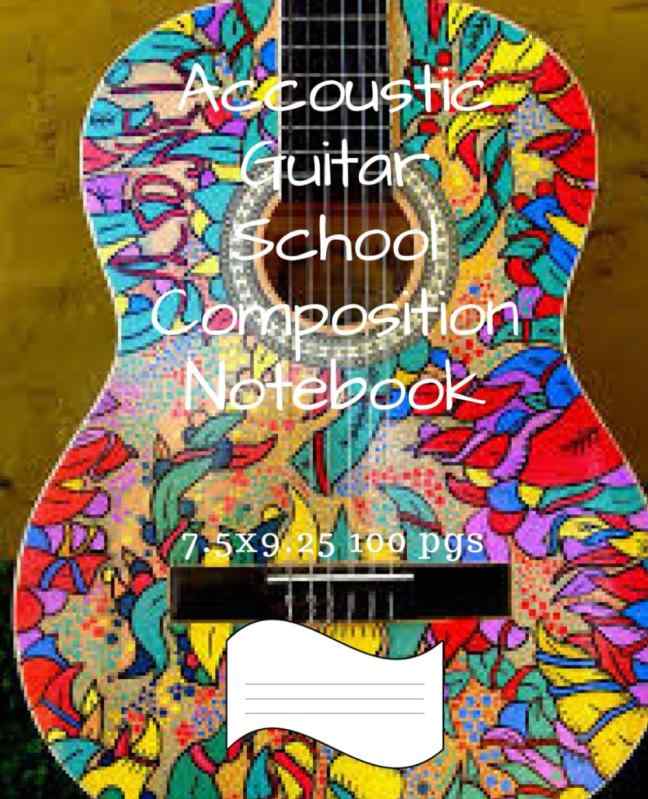 Acoustic Guitar School Composition Notebook: Wide Ruled 7.5 x 9.25 - 50 Sheets/100 Pages School Writing Taking Notes Wri...