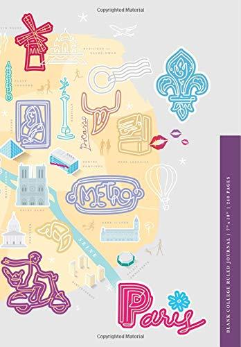 Paris Blank College Ruled Journal 7x10: 240 Creme Pages (120 spreads) / 1/4" spaced rule lines / Notebook for Artis...