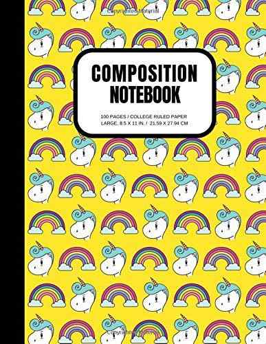 Composition Notebook: 100 Pages, College Ruled, One Subject Unicorn Notebook (Large, 8.5 x 11 in.)