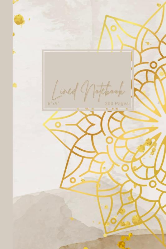 Lined Notebook 6" x 9" 200 Pages: Gold Jotter, Journal, Planner, Composition, Ruled Note book, Stationery Supp...