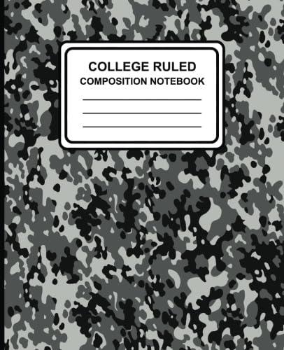 College Ruled Composition Notebook: Camouflage (Black)