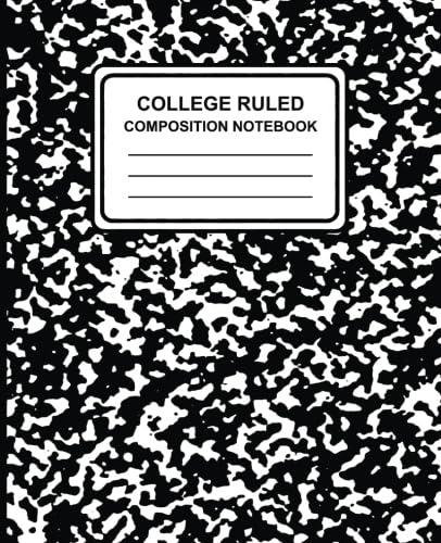 College Ruled Composition Notebook: Marble (Black)