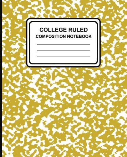 College Ruled Composition Notebook: Marble (Yellow)