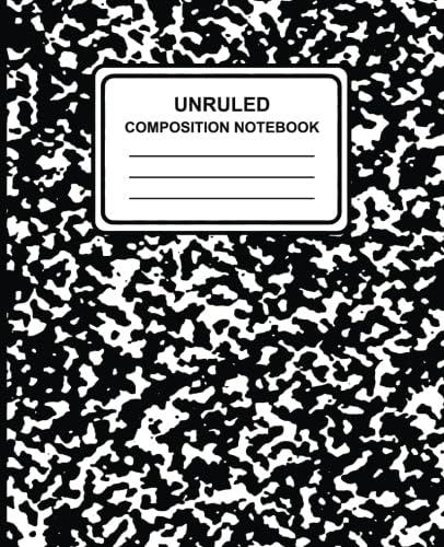 Unruled Composition Notebook: Marble (Black)