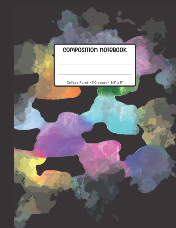 College Ruled Composition Notebook: Colorful Abstract Rainbow Watercolor Gift Notebook, 1 Subject Notebook College Ruled...