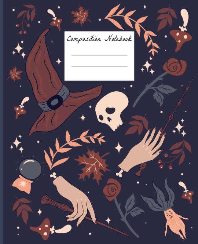 Composition Notebook: Witchy Wizard Composition Notebook Journal Halloween Cover with Wands College Ruled for School