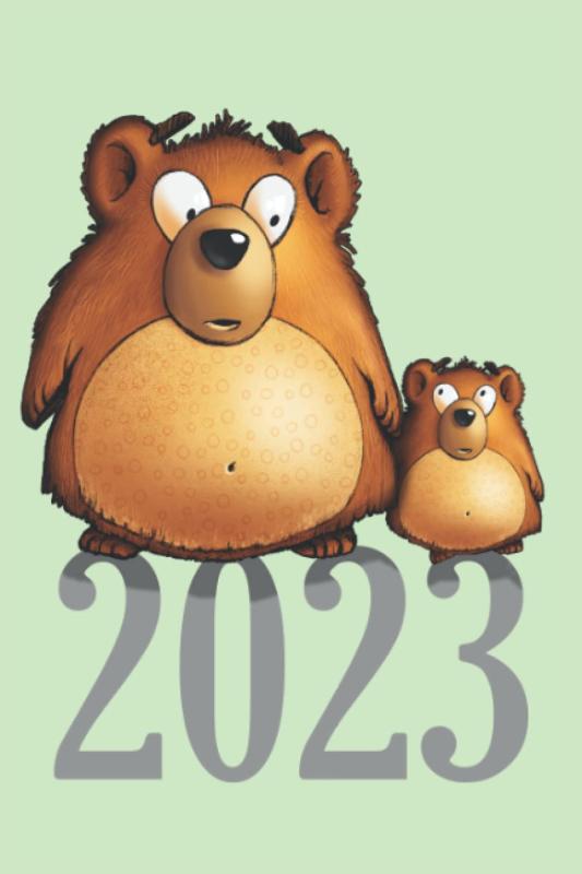 Planner 2023 - Bear with baby bear: International version • 6 x 9 inches (approx. DIN A5) • 130 pages • Organizer • Annu...