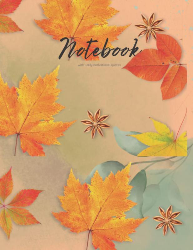 Leaf design notebook Fall design, Journal for women, Ruled Notebook, Notepad, Motivational Notebook: Leaf design notebook