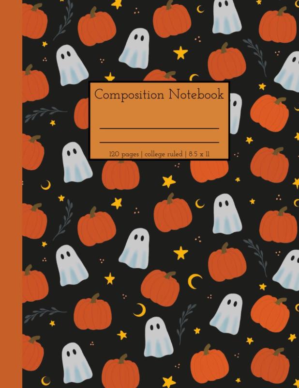 Composition Notebook: Cute Halloween Ghosts and Pumpkins | 8.5x11 | Matte Finish: Cute Halloween Composition Notebook