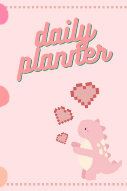 Daily Planner: Pink Dinosaur,Daily Undated Notebook, Productivity, 6 x 9 inches, 120 Pages