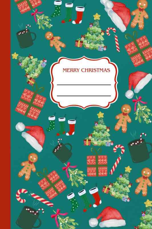 Christmas Composition Notebook For Kids, Cute Pattern: Merry Christmas Planner, Christmas tree, gingerbread, gifts