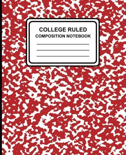 College Ruled Composition Notebook: Marble (Red)