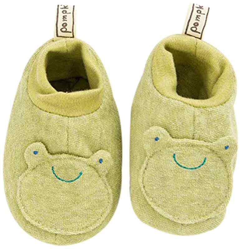 Y-1362 pompkins BABY オーガニックコットン100％【かえるシリーズ】ブーティ 日本製オーガニックコットン100％ 日本製 Made in JAPAN