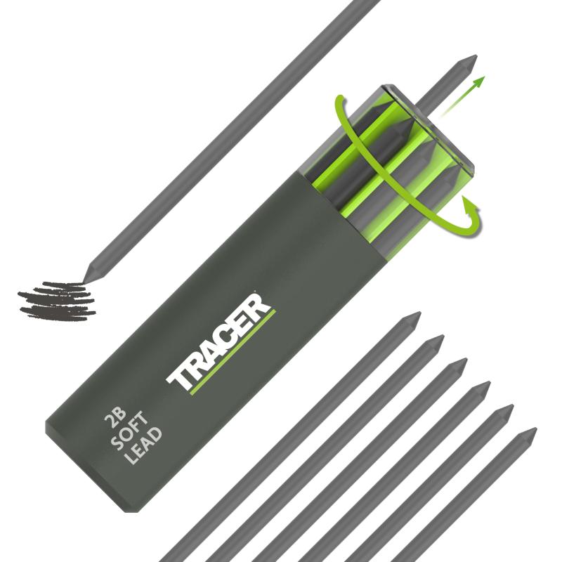 TRACER 替え芯6本パック（ブラック2B）5.2mm ATPL1芯長さ：106mm芯太さ：5.2mm素材：グラファイト、プラスチック原産国：中国芯の太さを間違えないようご注意ください。輸入品につき、輸送時のキズや汚れなどある場合がござい...