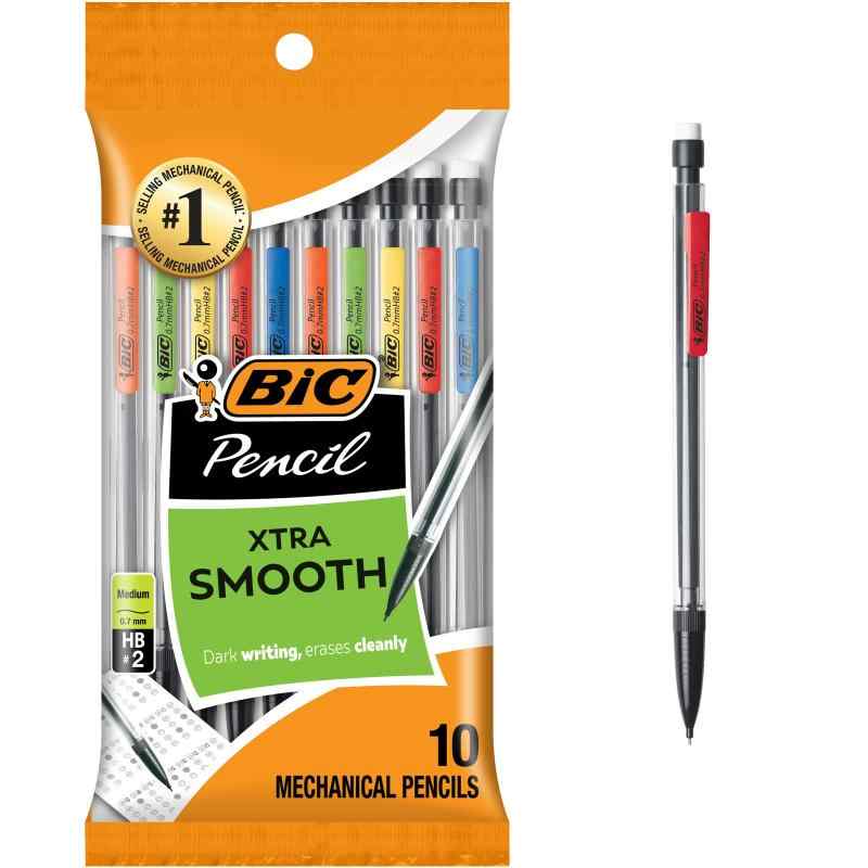 Mechanical Pencils, .7mm w/ 3 Leads, 10/PK, Assorted by Bic