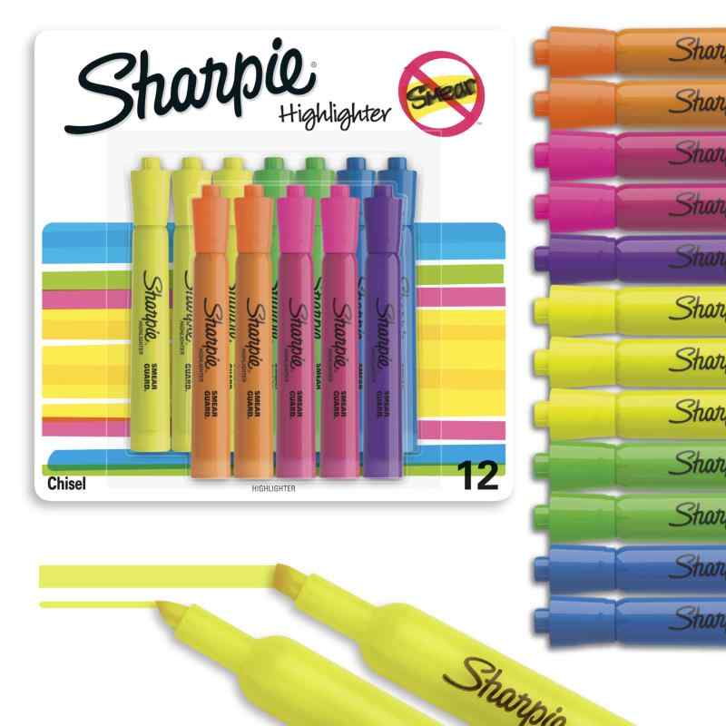 Sharpie Accent Tank-Style Highlighter, 12-Pack, Assorted Colors (25145) by Sharpie