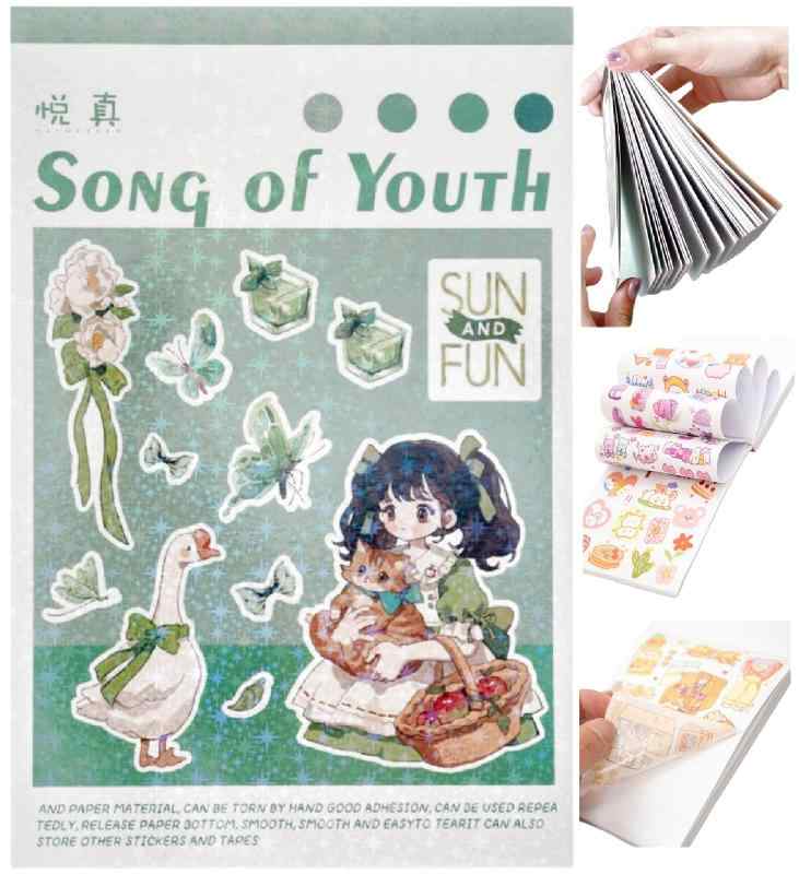 NSHACK コラージュ 素材 フレークシール 50ページ 約850種 女の子 かわいい 手帳シール 和紙50ページ（約850種）のフレークシールがノートになっており、持ち運びやすく、保管にも場所を取りません♫手帳、日記帳、ノート、スケジュ...