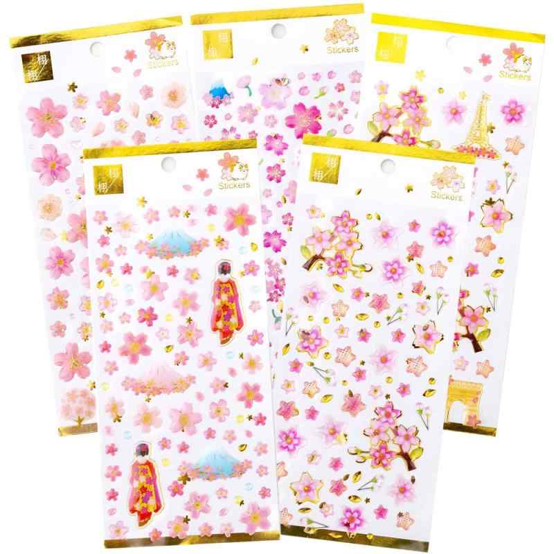 moin moin シール ぷっくり 3D 6種 セット 桜 さくら キラキラ 猫 ねこ 着物 和 ジャパン 日本 富士山 ぷくぷく 2305sl245【 サイズ 】 縦20.5×横9.5cm　【 シール枚数と種類 】 6種類・6シート入　...