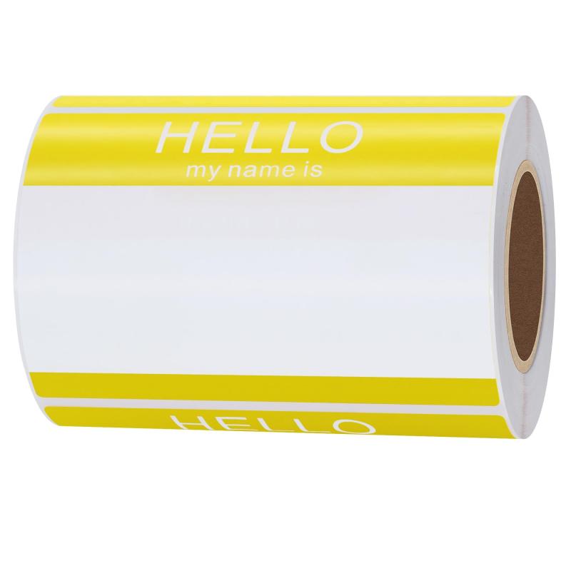 Hybsk Hello My Name is 名前ラベル 名札識別ステッカー 89 x 60 mm 200枚入り1ロール。詳細: 89 x 60 mmHello, my name is |半光沢紙|200自己粘着ラベル√ デザイン：書き込み...