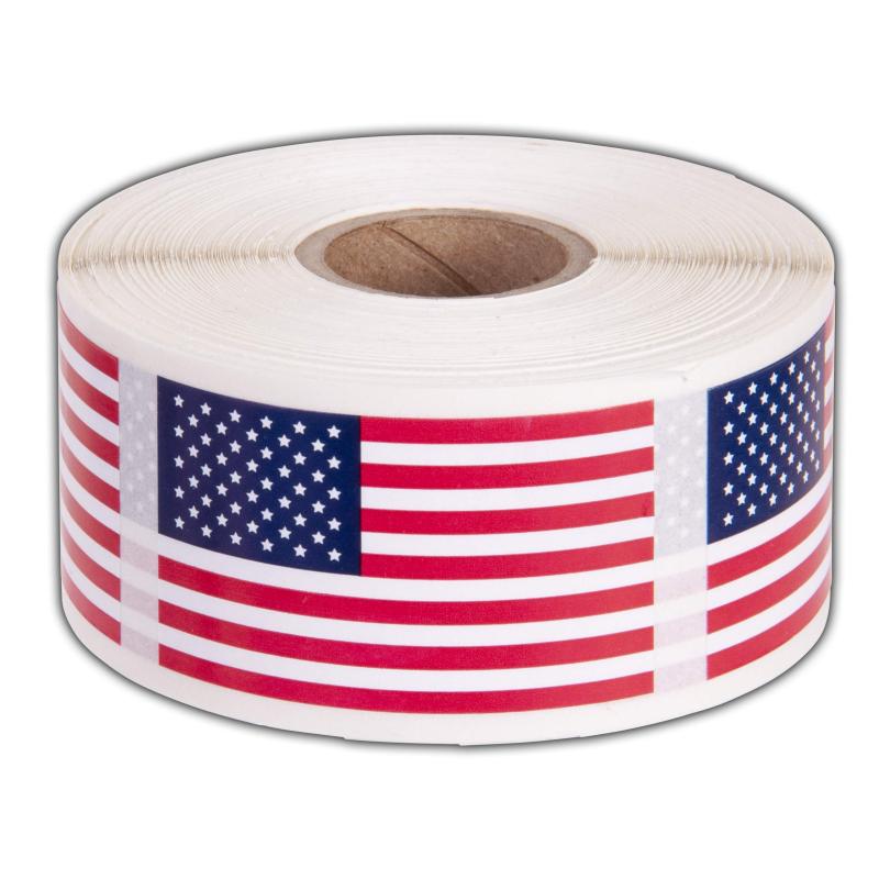 アメリカ国旗ステッカー アメリカ国旗 - 1ロールあたり500枚 - 1.25インチ x 2.15インチ 愛国的なラベル Kenco (1パック)アメリカ国旗ステッカー500枚 - アメリカ製。 メーカーを直接購入して、節約しましょう。1....