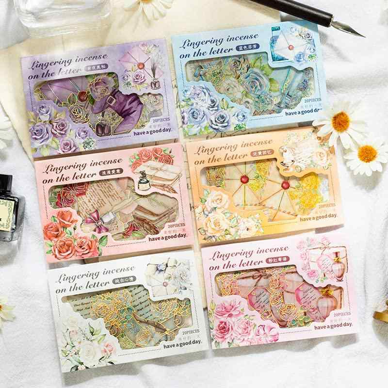 Alideco120枚 シール フレークシール コラージュ 素材 ペーパー 素材紙 レースユートピアステッカーレトロ 韓国の女の子 海外 韓国 シール帳 ，メモ用紙ノート素材、日記装飾用品 (xinshangyuxiang両方の組み合わせの...