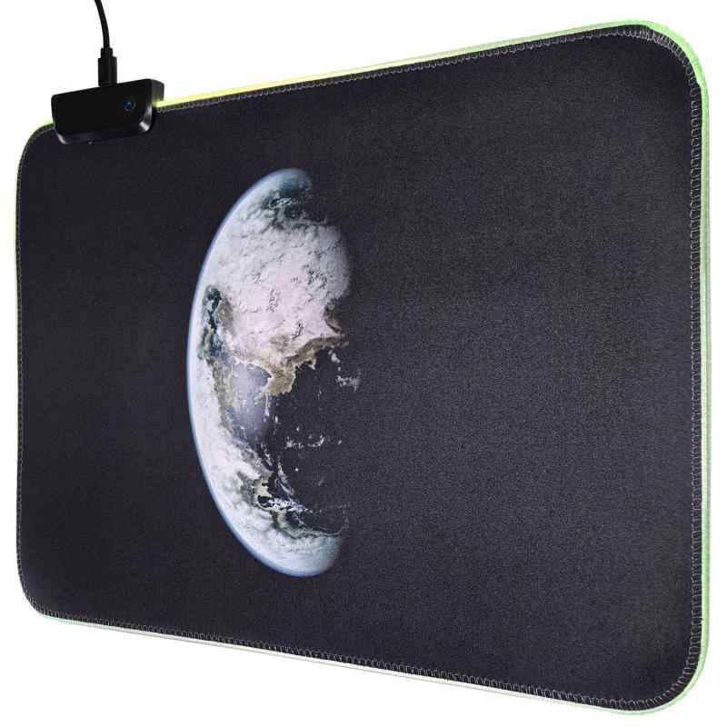 XL LED RGB コンピューター オフィス ゲーム ゲーマー マウスパッド ギャラクシー スペース ポータブル 薄型 クール ノンスリップ マウスパッド ブラック