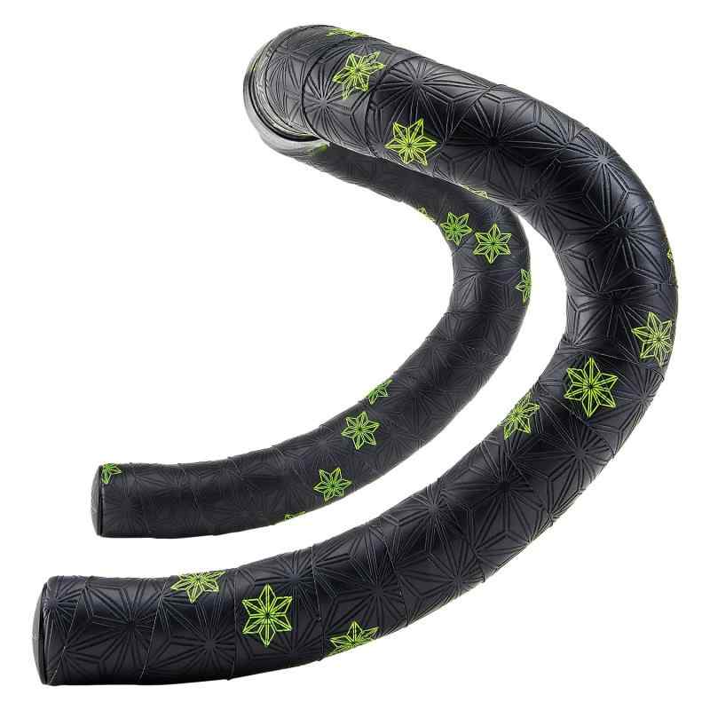 Supacaz (スパカズ) サイクリング バーテープ - Super Sticky Kush - Galaxy - Neon Yellow Stars + Black Plugs材質：PU 寸法：長さ2160mm×幅30mm×厚さ2.5mm