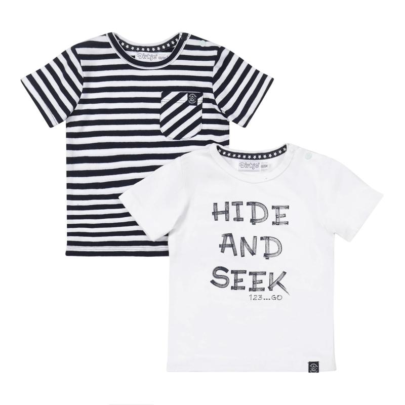 [carino carino] T-shirt ss 2-pack (Navy)使いやすいボーダーとロゴTの2枚セット保育園着にぴったりです。