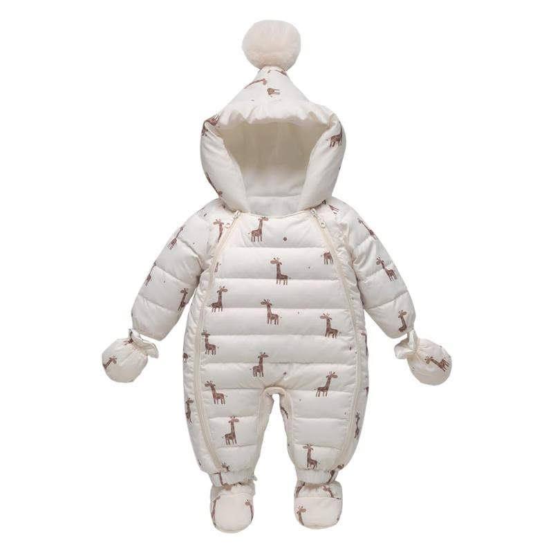 Baby nest ベビー服 ジャンプスーツ カバーオール 長袖ロンパース ダウンコート フード付き 防寒 厚手 秋冬用 男の子 女の子 出産祝い ギフト66 73 80 90 100