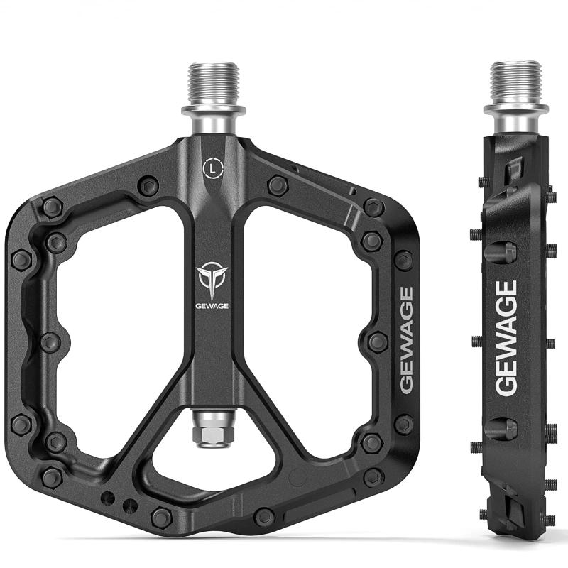 GEWAGE 自転車 ペダル 9/16インチ フラットペダル 幅広 滑り止め 樹脂製 クロスバイク、ロードバイクなど用 （GE-163）よりワイドなインターフェイスがペダリングパワーをより効率的に伝達し、バイクコントロールを向上。各面に取外...